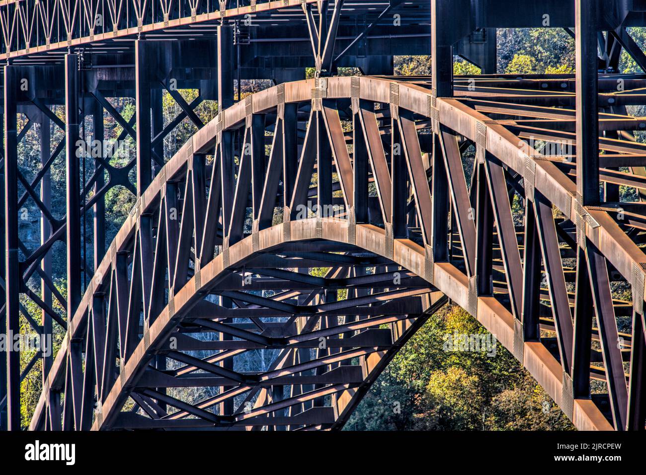 Detail of the steel arch New River Gorge Bridge by the Canyon Rim ...
