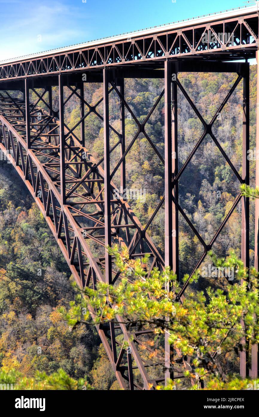 Detail of the steel arch New River Gorge Bridge by the Canyon Rim ...