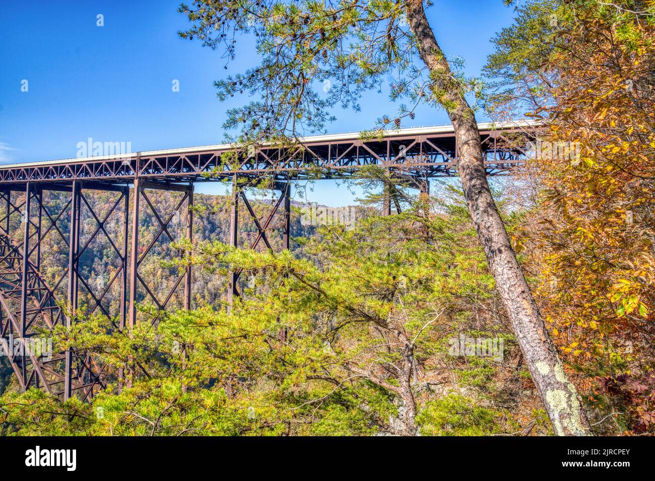 Detail of the steel arch New River Gorge Bridge by the Canyon Rim ...