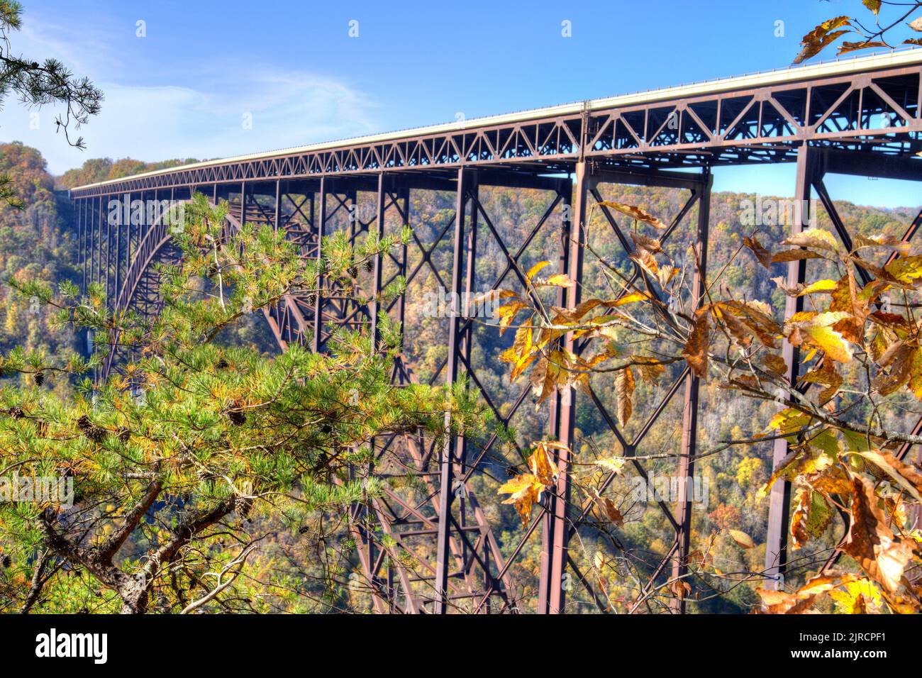 Detail of the steel arch New River Gorge Bridge by the Canyon Rim ...