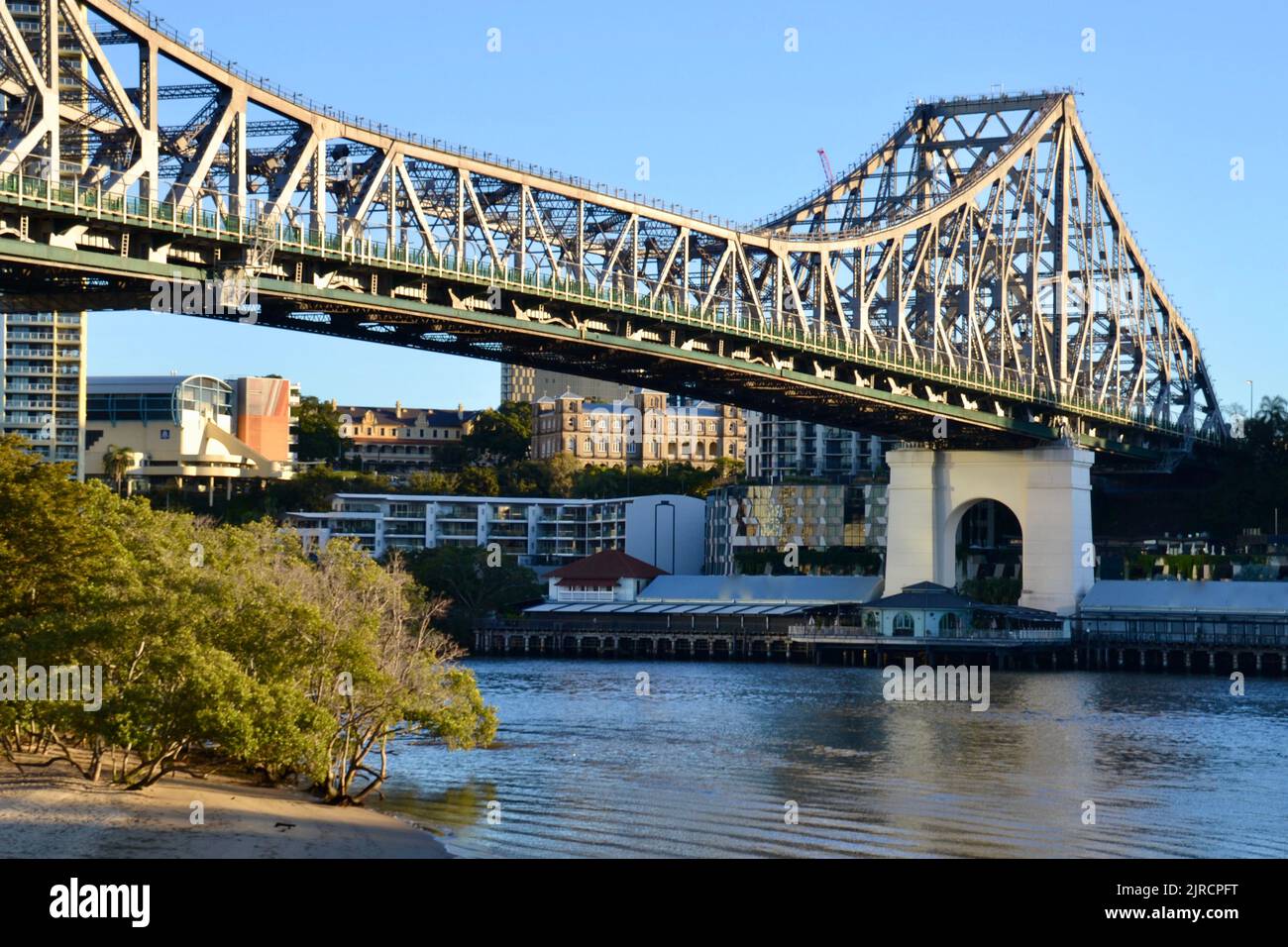 Long steel cantilever span of the Story Bridge in Brisbane's CBD ...