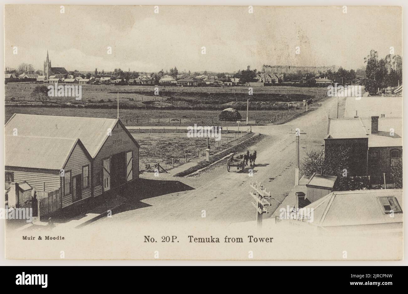 Temuka from Tower, 1905, Temuka, by Muir & Moodie Stock Photo - Alamy