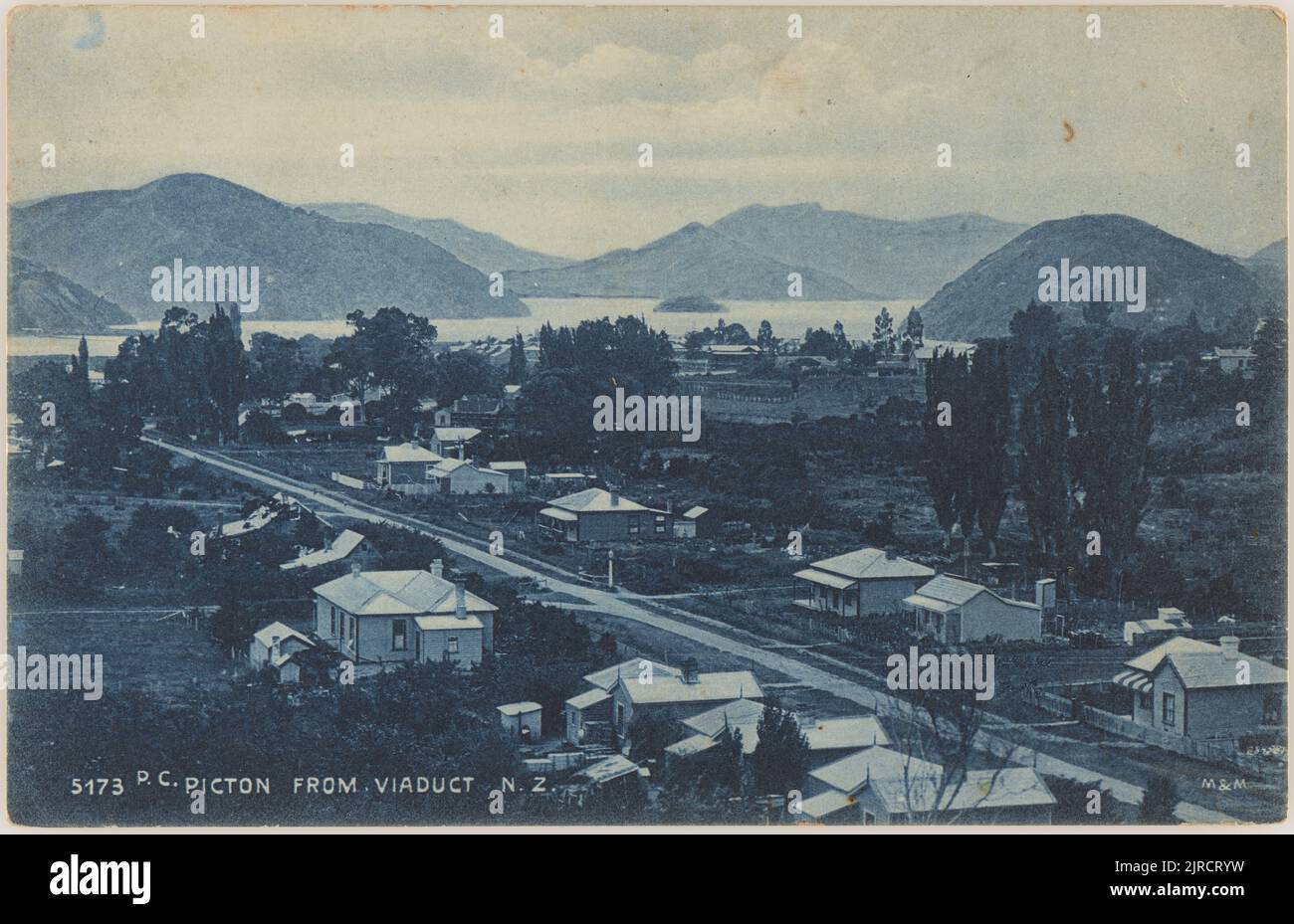 Picton from Viaduct, New Zealand, 1909, Picton, by Muir & Moodie Stock ...
