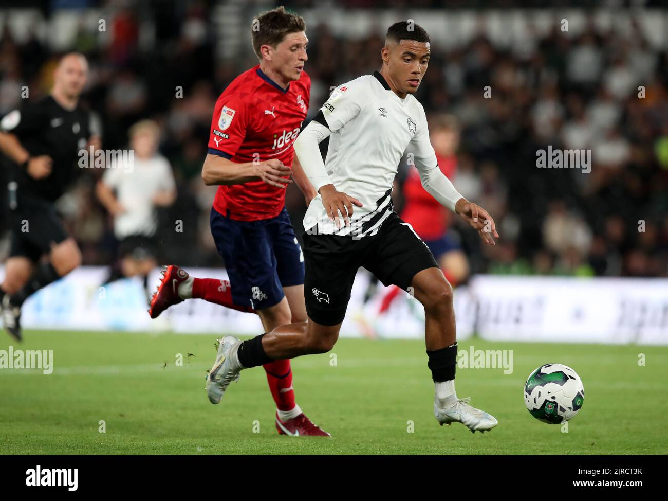 Derby County's Lewis Dobbin in action during the Carabao Cup second ...