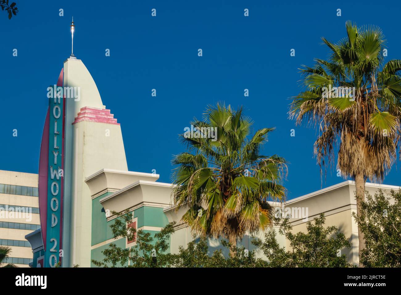 Hollywood movie theatre sign with palm trees Stock Photo - Alamy