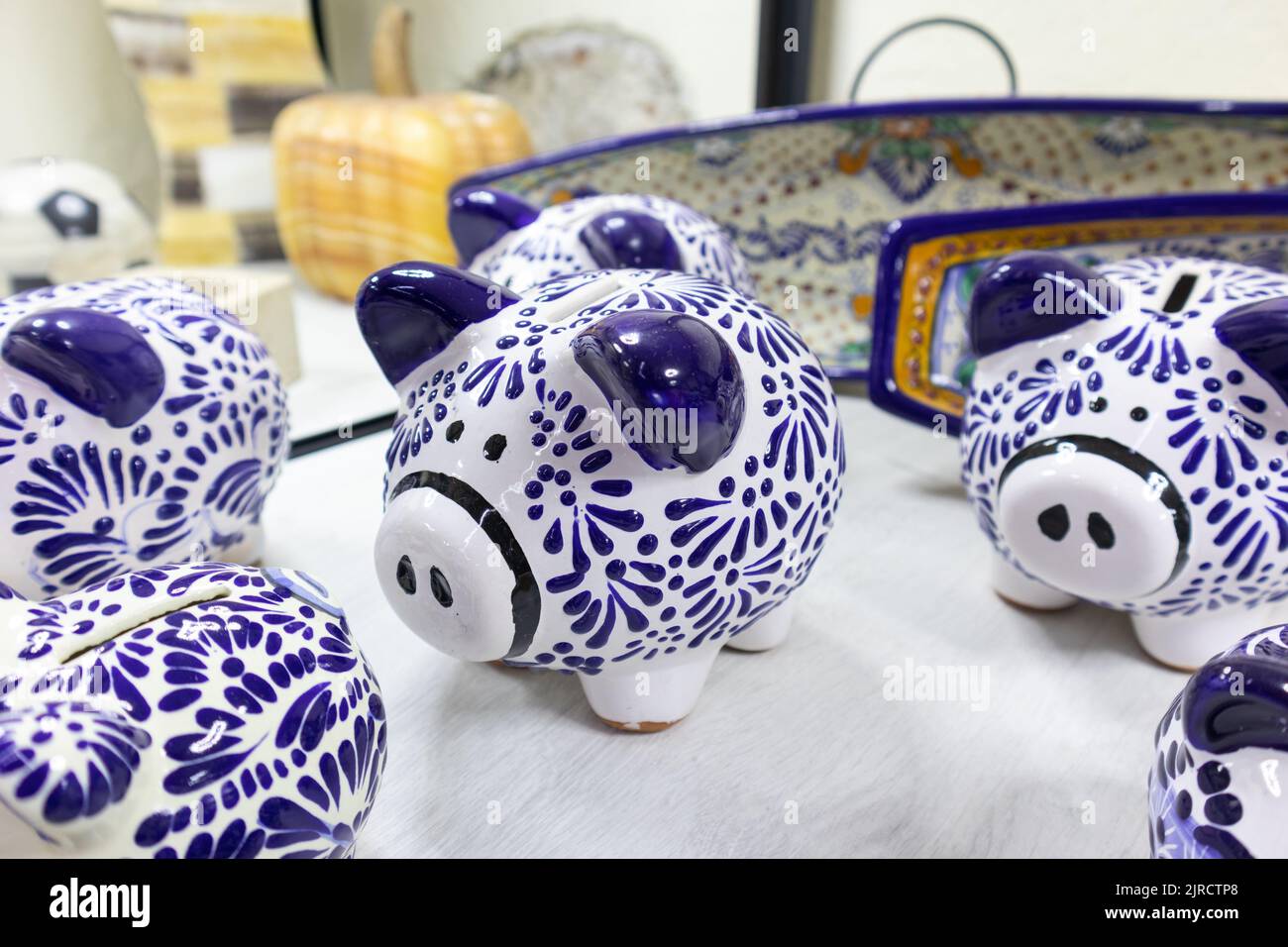 piggy bank made of traditional mexican talavera pottery, souvenir in a ...