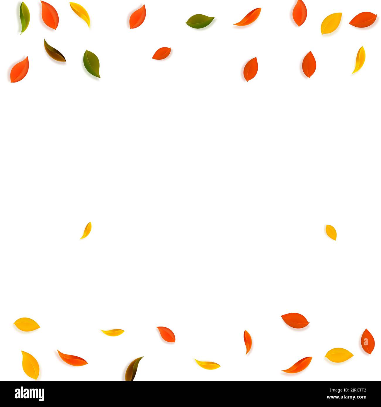 Falling autumn leaves. Red, yellow, green, brown random leaves flying ...