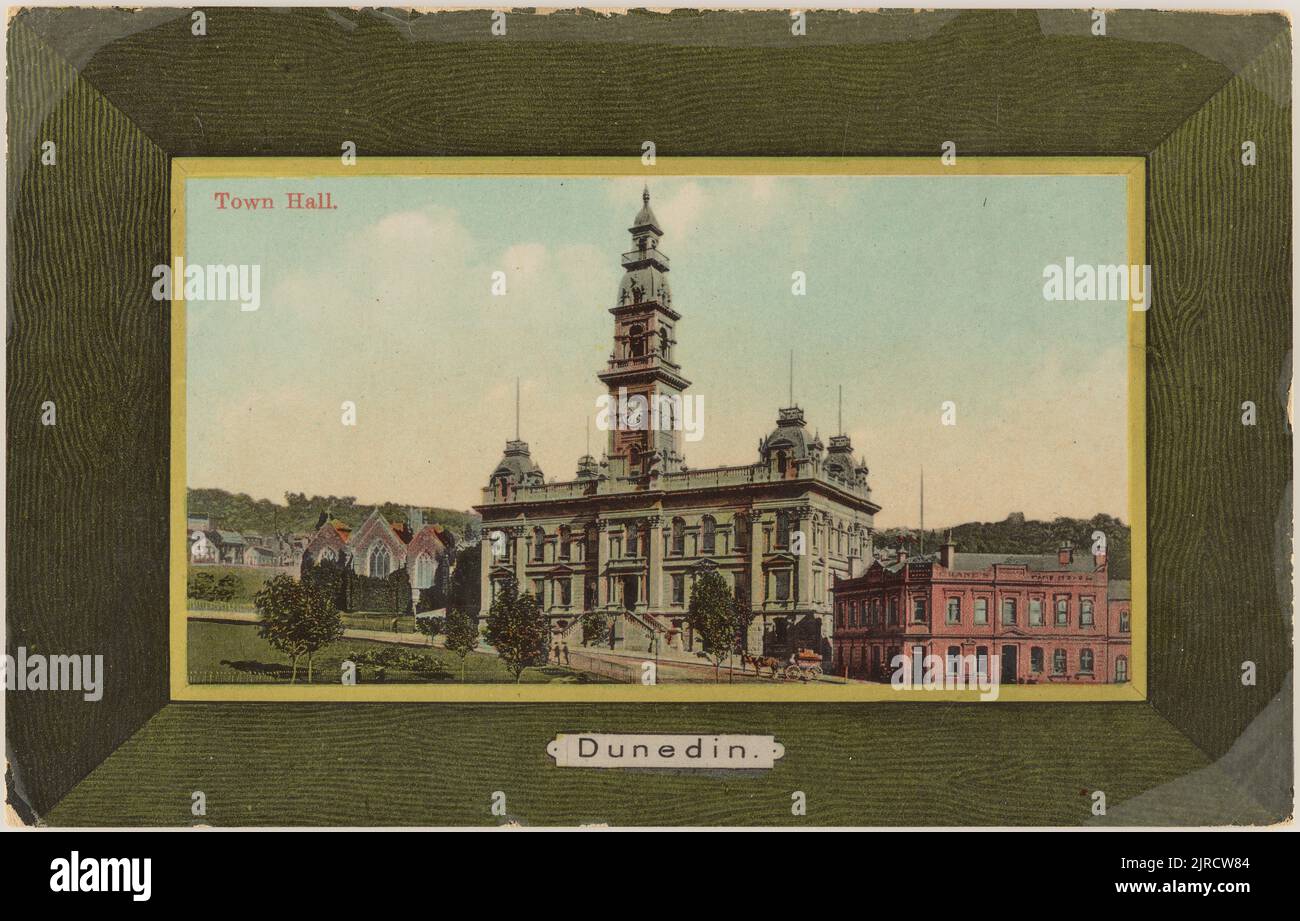 Town Hall, Dunedin, 1904-1915, Dunedin, by Muir & Moodie Stock Photo ...