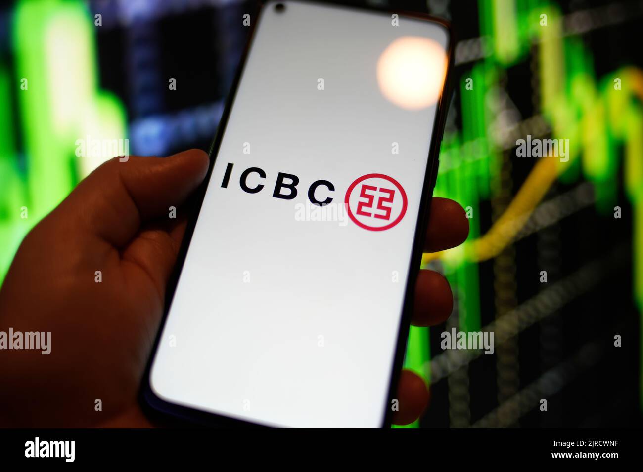 The ICBC (International Commerce Bank of China) logo is seen on a Redmi ...