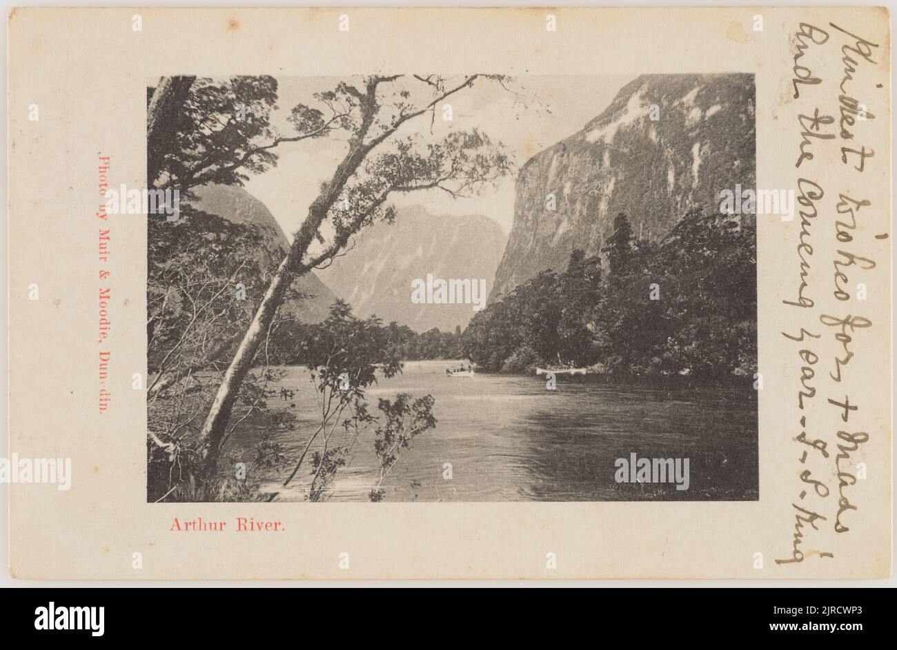 Arthur River, 1900-1903, Milford Sound, by Muir & Moodie Stock Photo ...