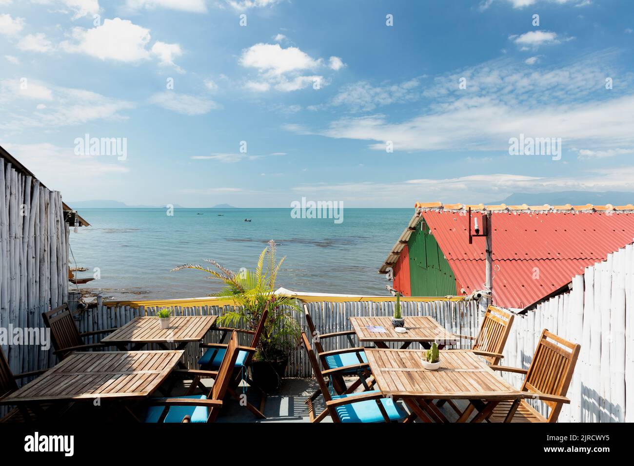 Rooftop Cafe with sea view Stock Photo - Alamy