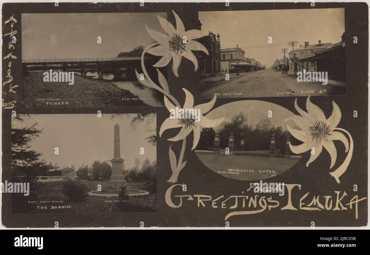 Greetings from Temuka, 1911, Temuka, by Muir & Moodie Stock Photo - Alamy