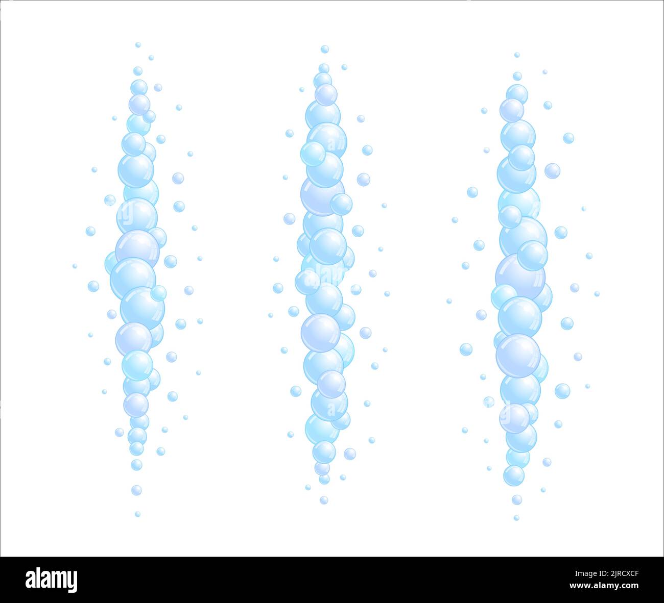 Soap bubble divider set. Vertical foam decoration element. Blue suds ...