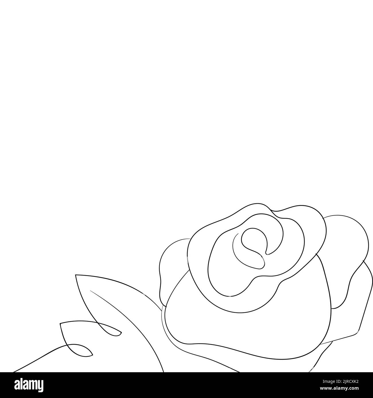 Floral silhouette art line. Flowers in continuous line drawing style. Border with tropical ...