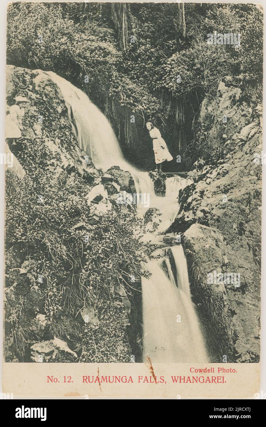 Ruamunga Falls, Whangarei, 1900-1903, Dunedin, by Muir & Moodie, Joseph ...