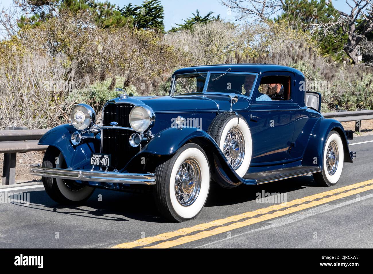 1932 Lincoln KB-242 Dietrich Coupe on the Pebble Beach tour on HWY1 ...