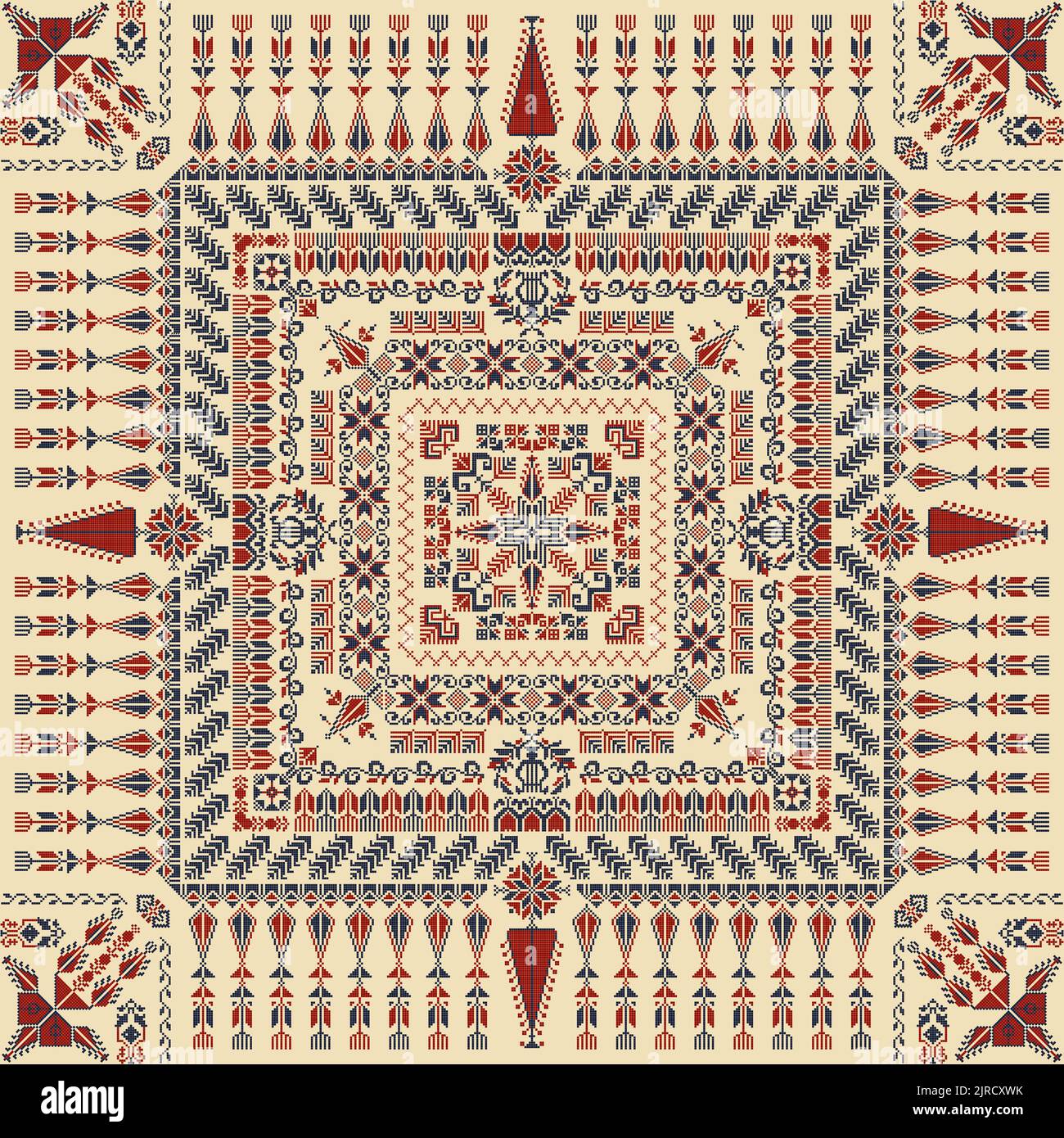 Embroidery Tatreez pattern, Palestinian fashion vector ornament Stock ...