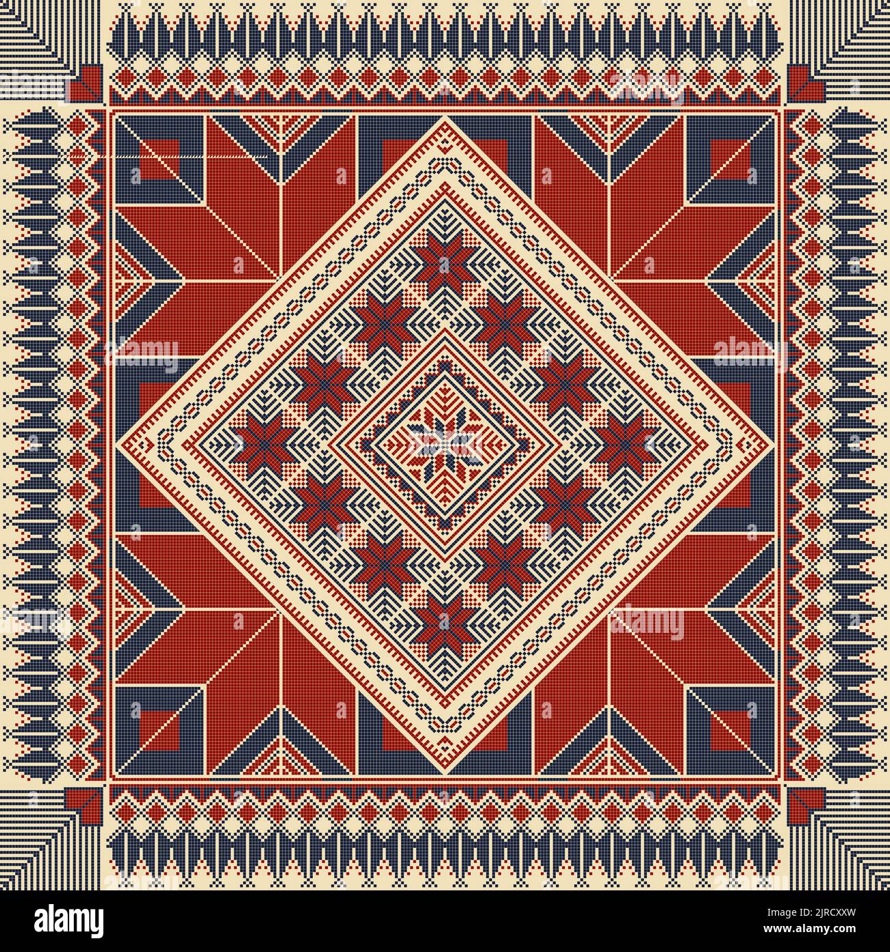 Embroidery Tatreez pattern, Palestinian fashion vector ornament Stock ...