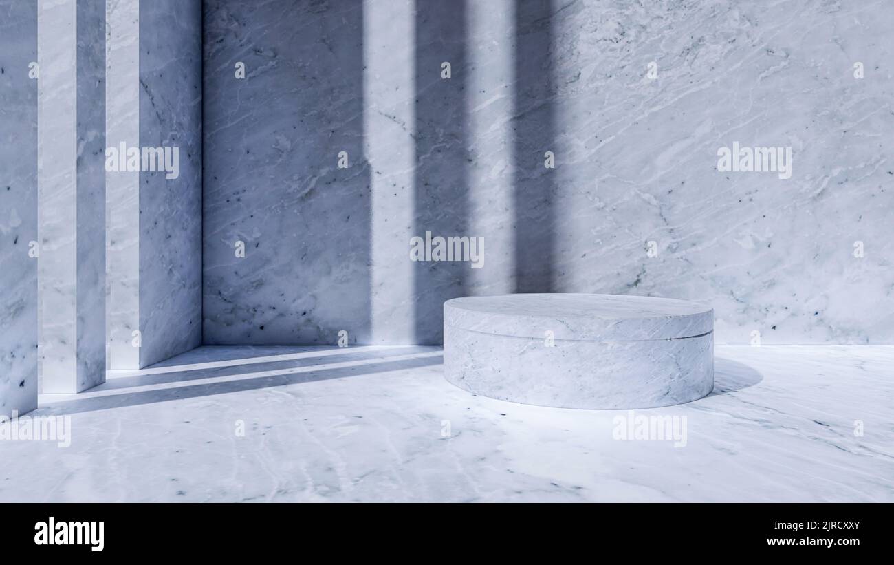 A 3d rendering image of white marble product display on white marble ...