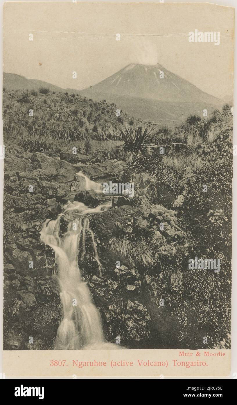 Ngauruhoe, active volcano, Tongariro, 1904-1915, New Zealand, by Muir ...