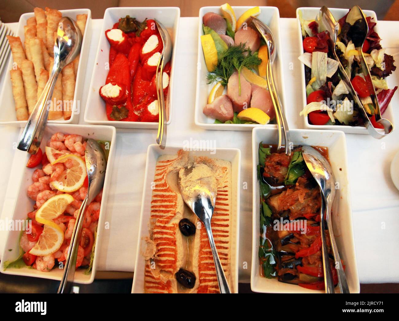 Traditional Turkish appetizer foods (Turkish meze) on the restaurant ...