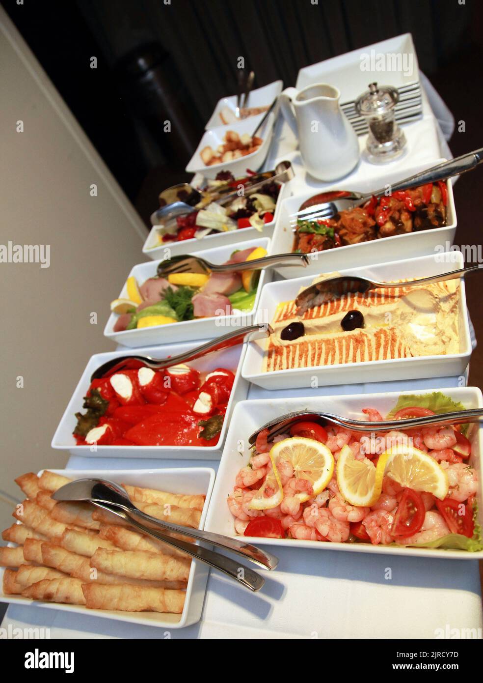 Traditional Turkish appetizer foods (Turkish meze) on the restaurant ...