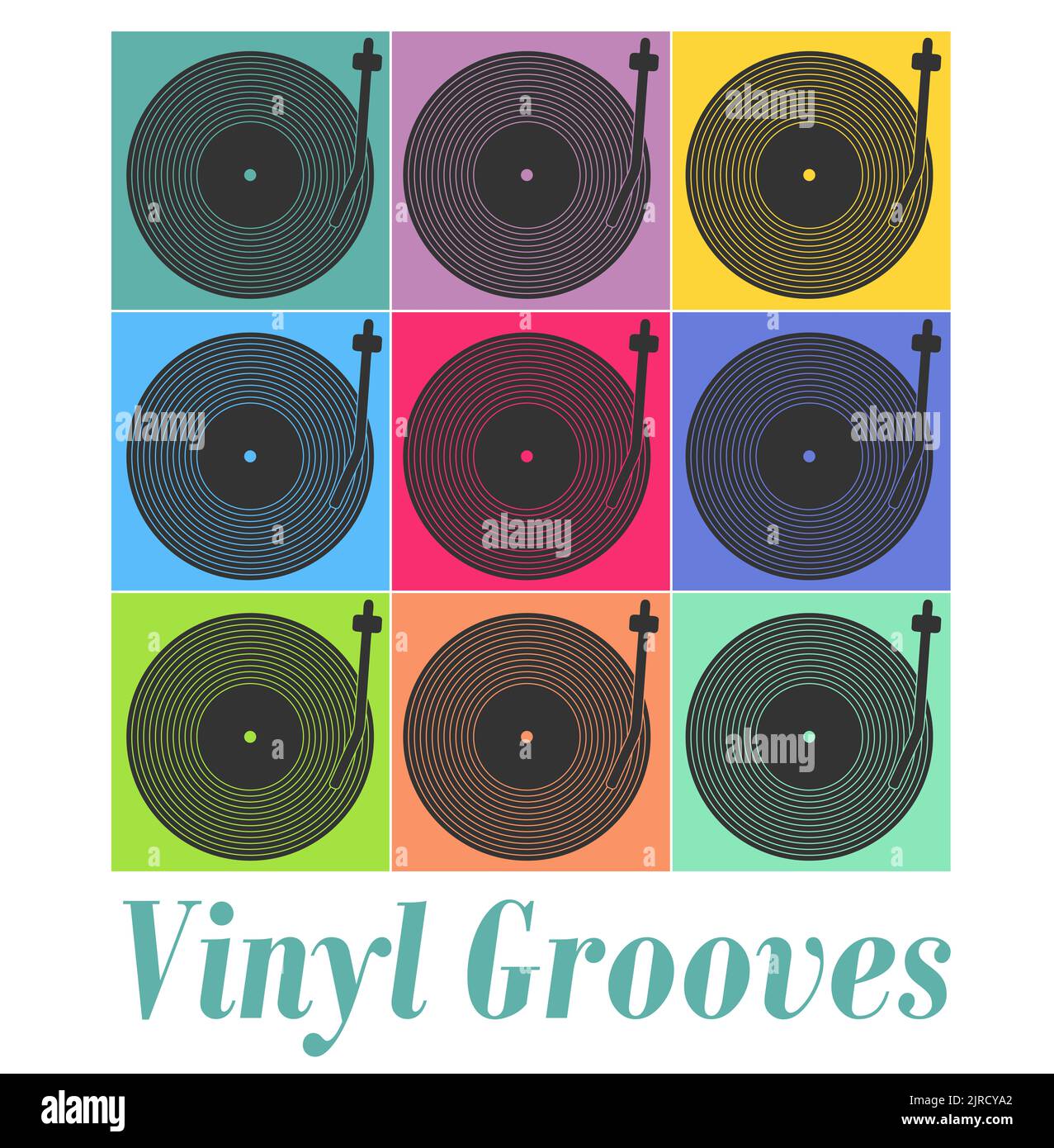 Vinyl records pop art illustration, Loving those vinyl grooves text ...