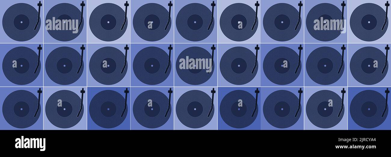 Vinyl records blues banner heading, with copy space, funky retro vinyl ...