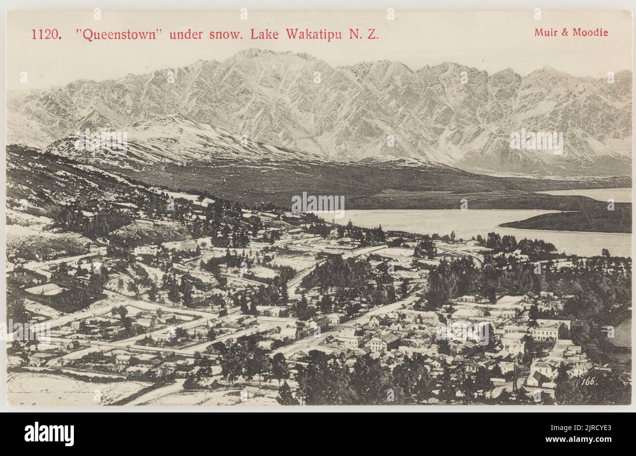 Queenstown under snow, Lake Wakatipu, New Zealand, 1900, Queenstown, by ...