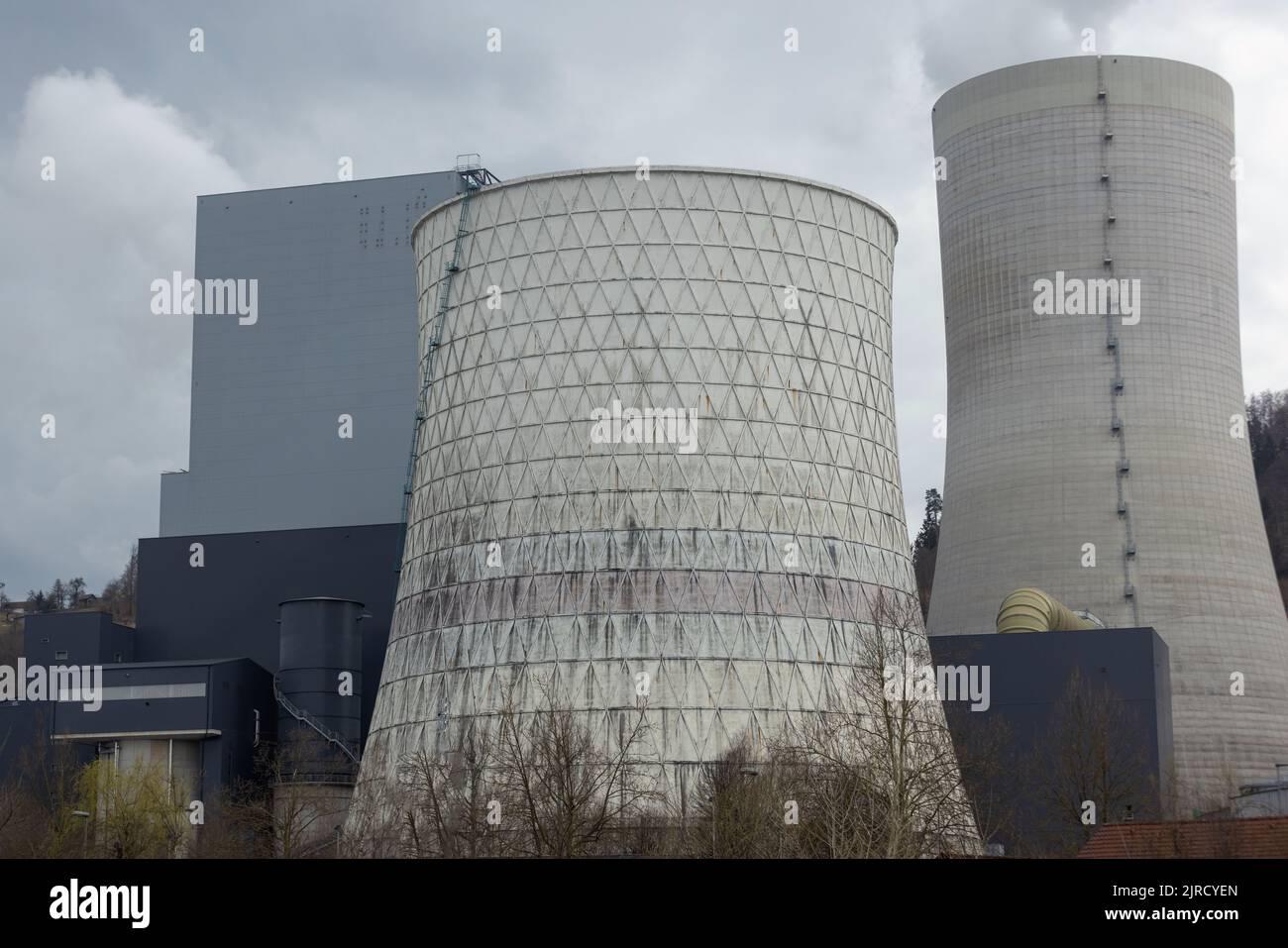 Thermal power plant cooling tower releasing smoke and co2 rich ...