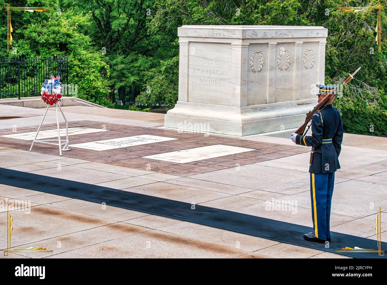 An Honor Guard stands sentinel at the Tomb of the Unknown Soldier in ...