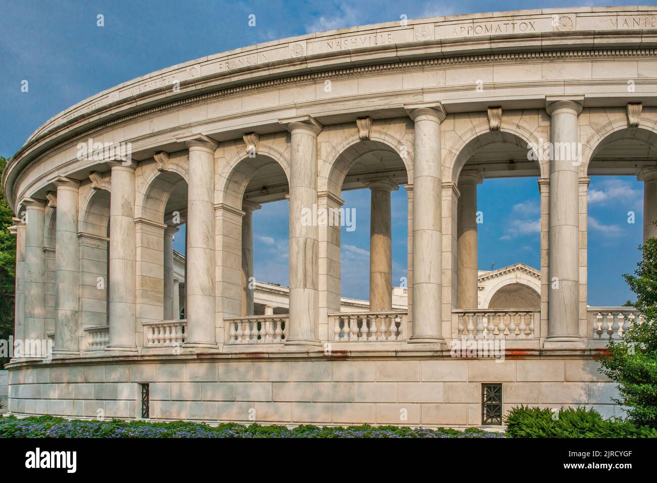 The exterior colonnade of the Memorial Amphitheater in Arlington ...