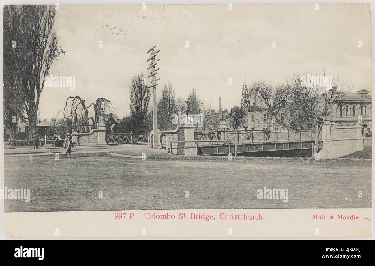 Colombo Street Bridge, Christchurch, 1905, Christchurch, by Muir ...