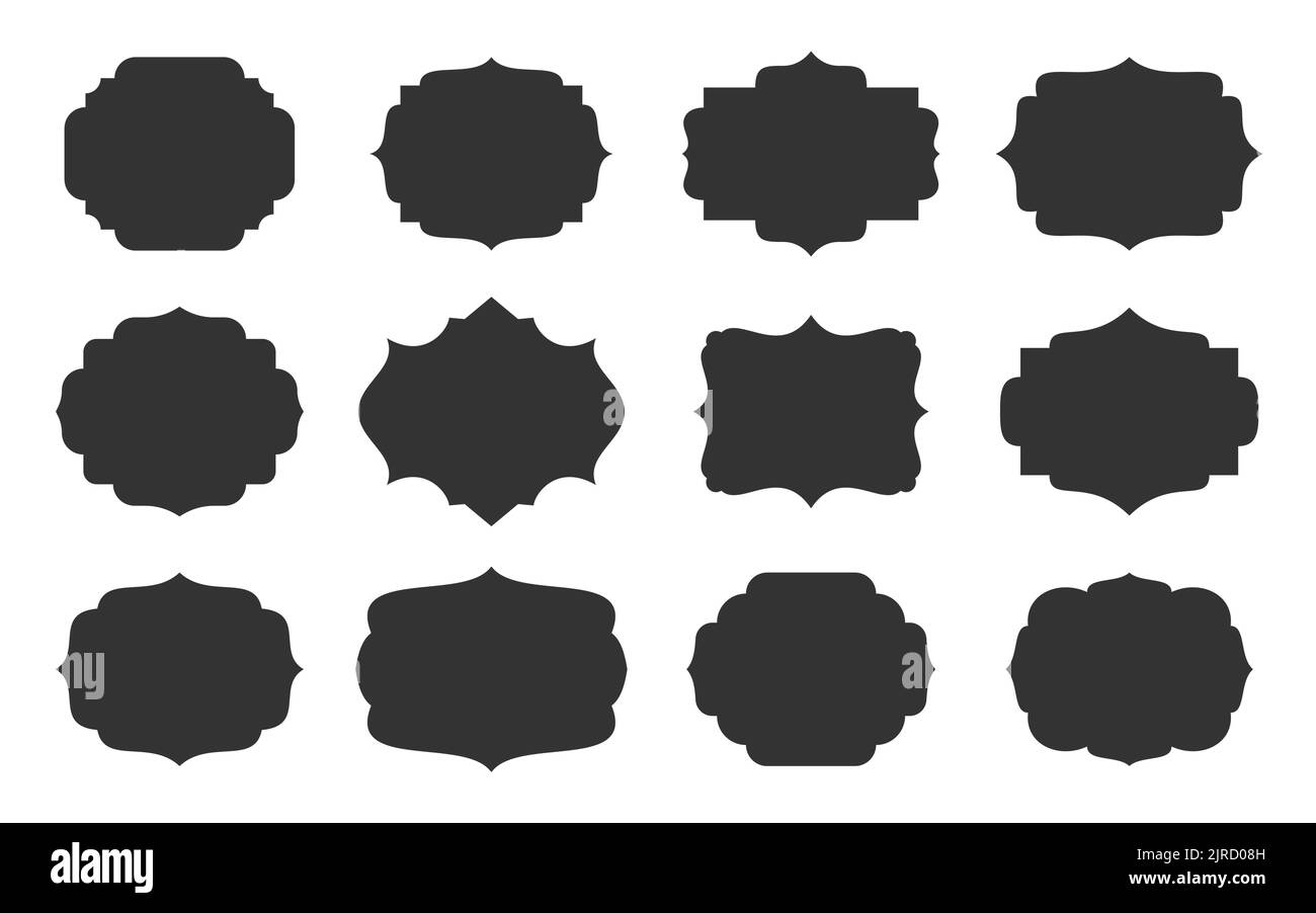 Black retro labels set. Different ornamental border. Decorative vintage ...