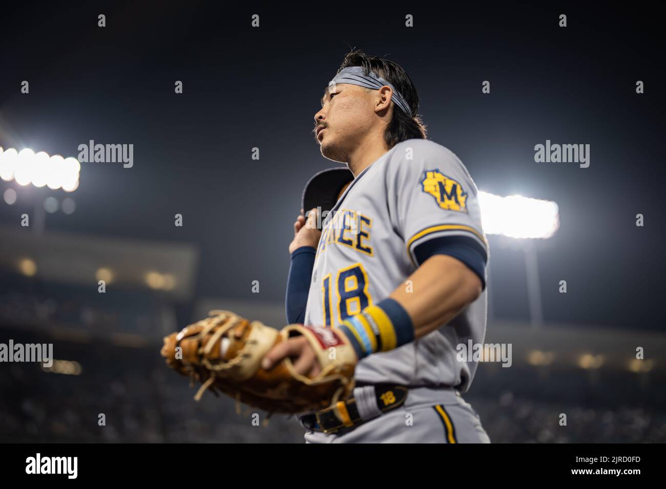 Milwaukee Brewers first baseman Keston Hiura (18) during a MLB game ...