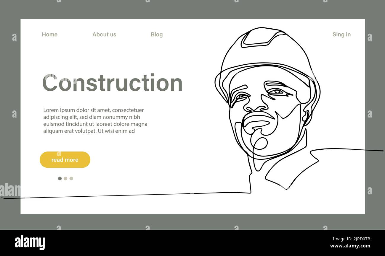 Vector landing page of architecture works with protective face masks ...