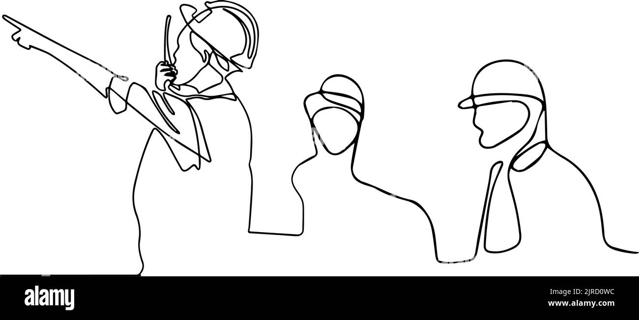 construction manager and engineer working on building site. Vector ...