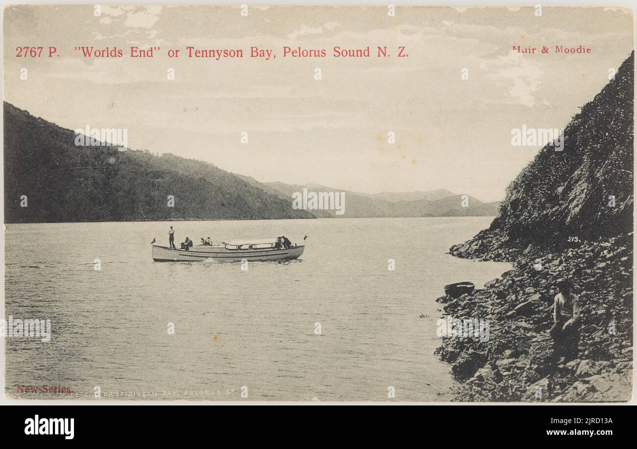 Worlds End or Tennyson Bay, Pelorus Sound, New Zealand, 1906, Nelson ...