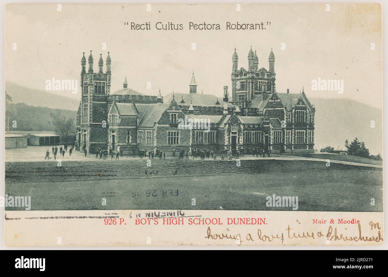 Boys High School, Dunedin, 1905, Dunedin, by Muir & Moodie Stock Photo ...