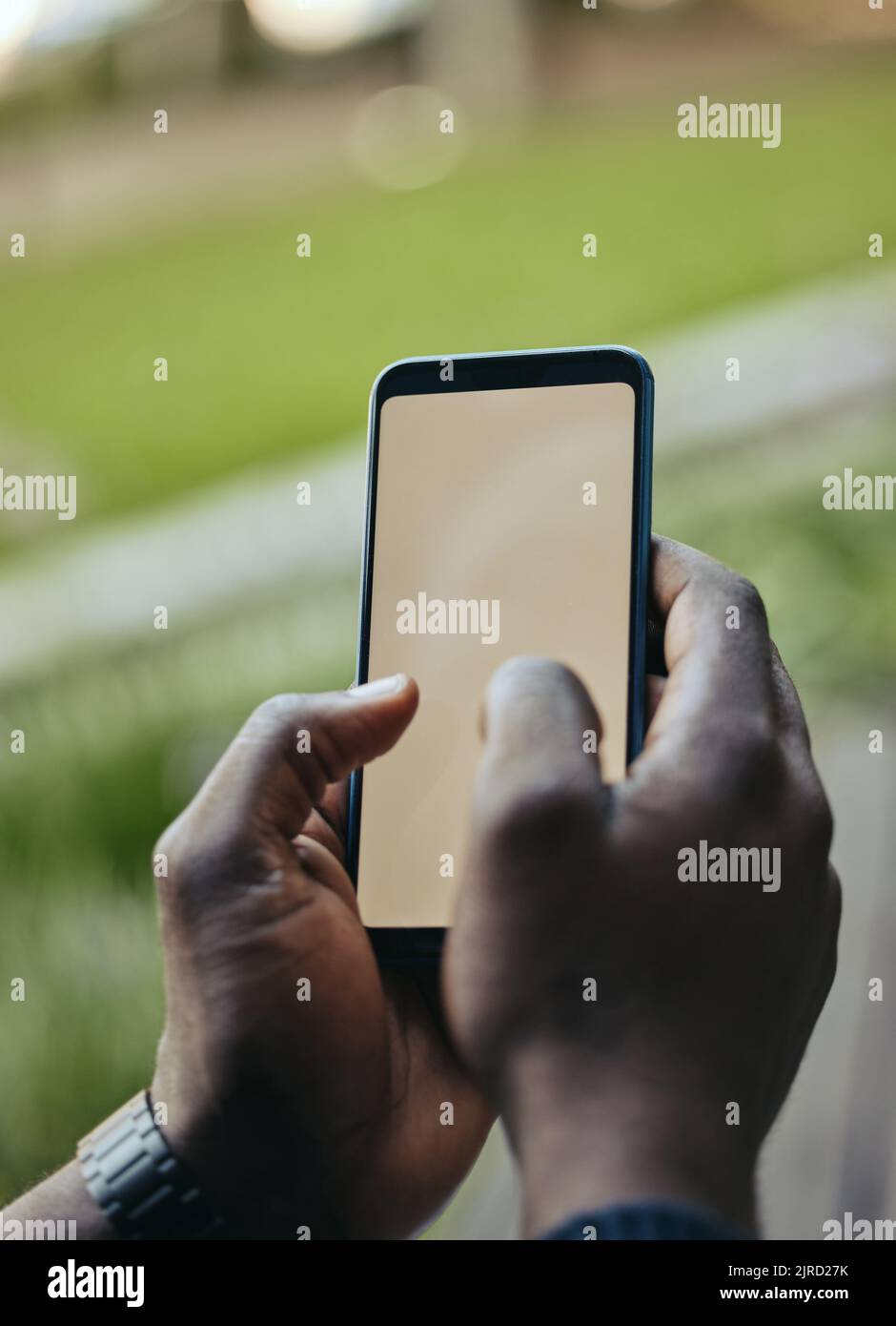 Digital phone and mockup space for screen looking at social media ...