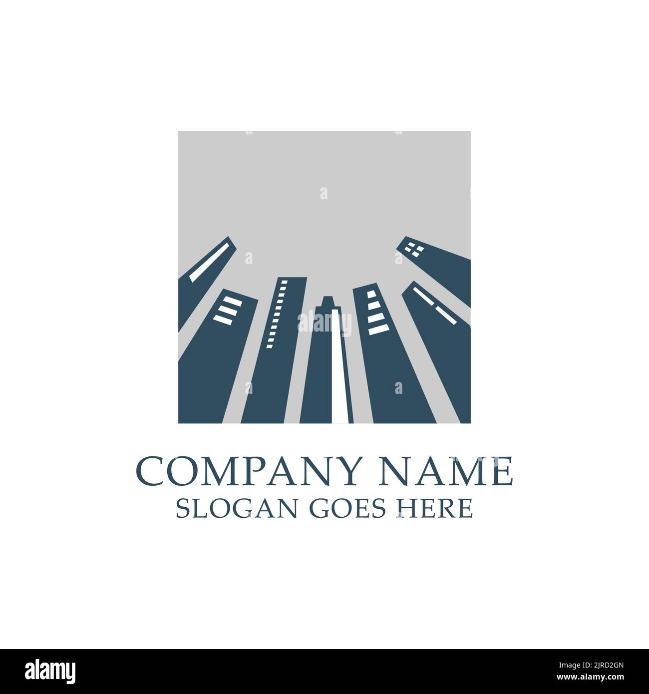 Building exterior construction logo design inspirations, skyscraper with modern town square ...