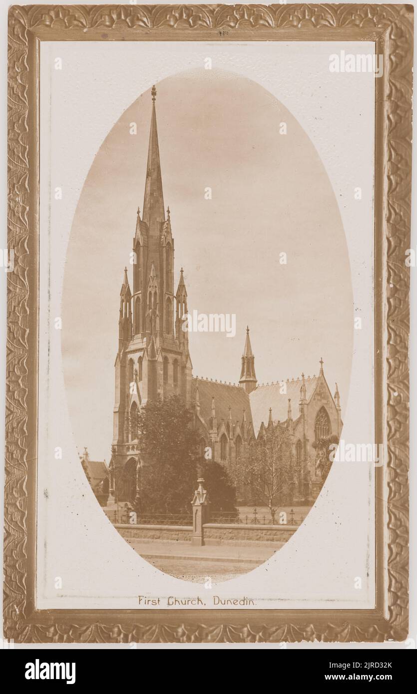 First Church, Dunedin, 1904-1915, Dunedin, by Muir & Moodie Stock Photo ...