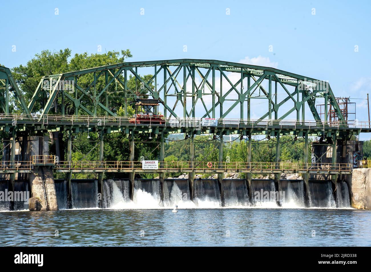 Rotterdam, NY – USA - Aug 5, 2022 Closeup view of The Movable Dam at ...