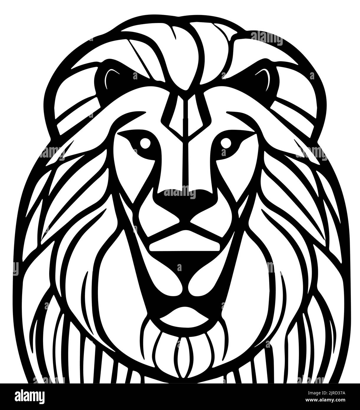 Lion head with long mane. Vector line art Stock Vector Image & Art - Alamy