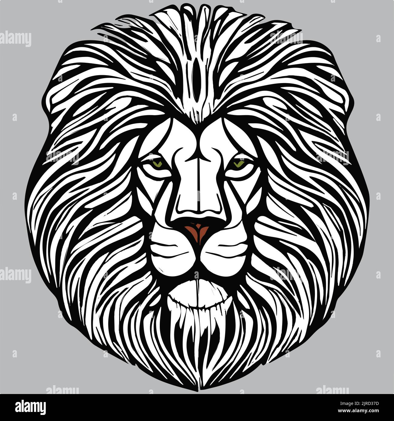 Lion head with long mane. Vector line art Stock Vector Image & Art - Alamy