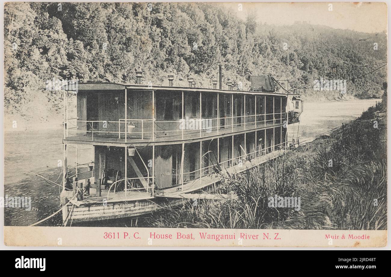 House Boat, Wanganui River, New Zealand, 1909, Whanganui River, by Muir ...
