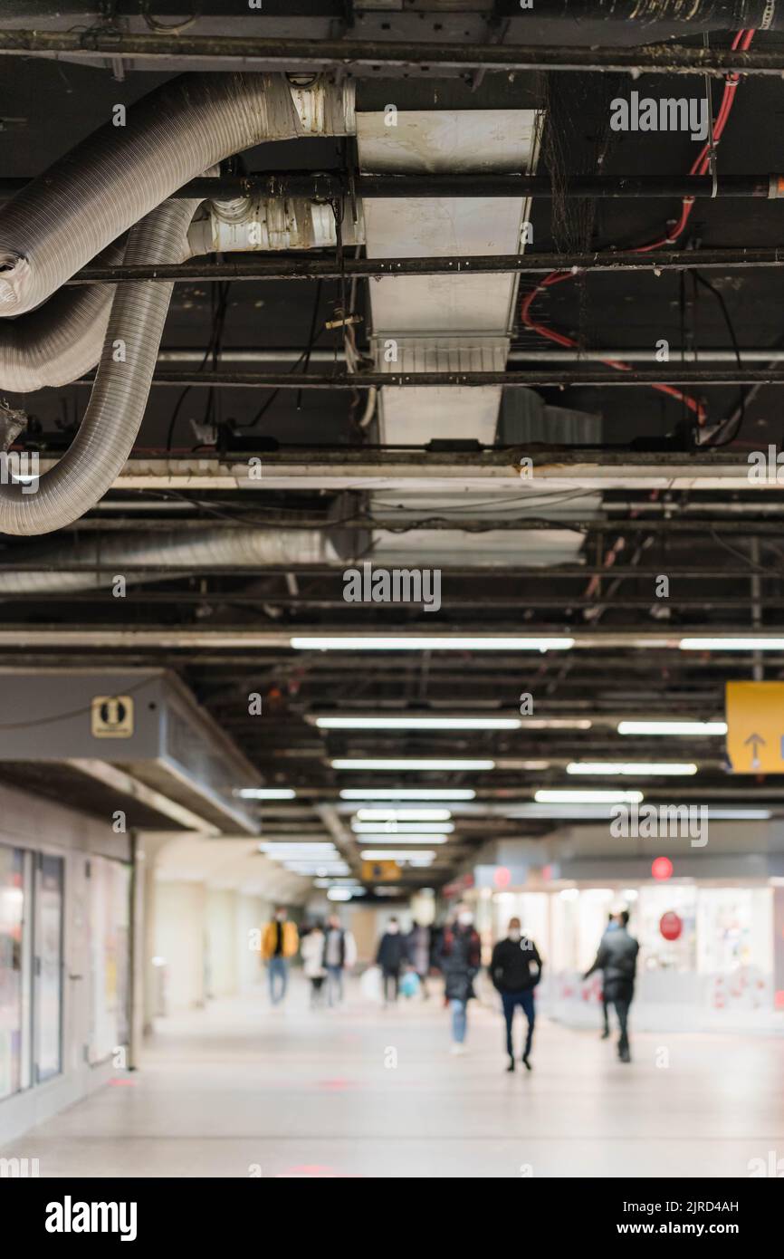 A vertical focused shot of the ventilation system of a subway Stock ...