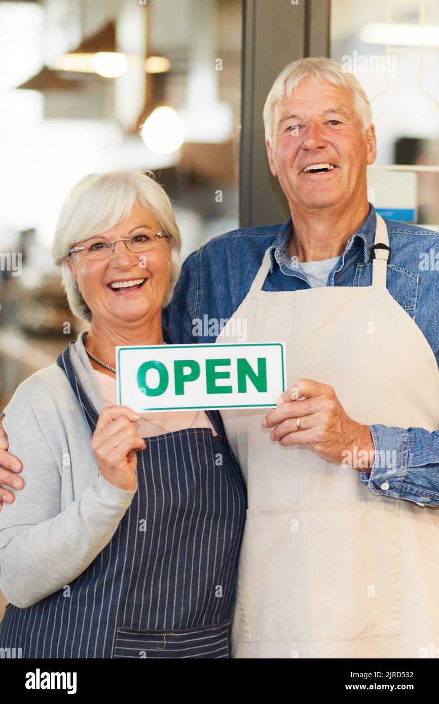 Were so proud of what weve built. Portrait of two happy senior business ...