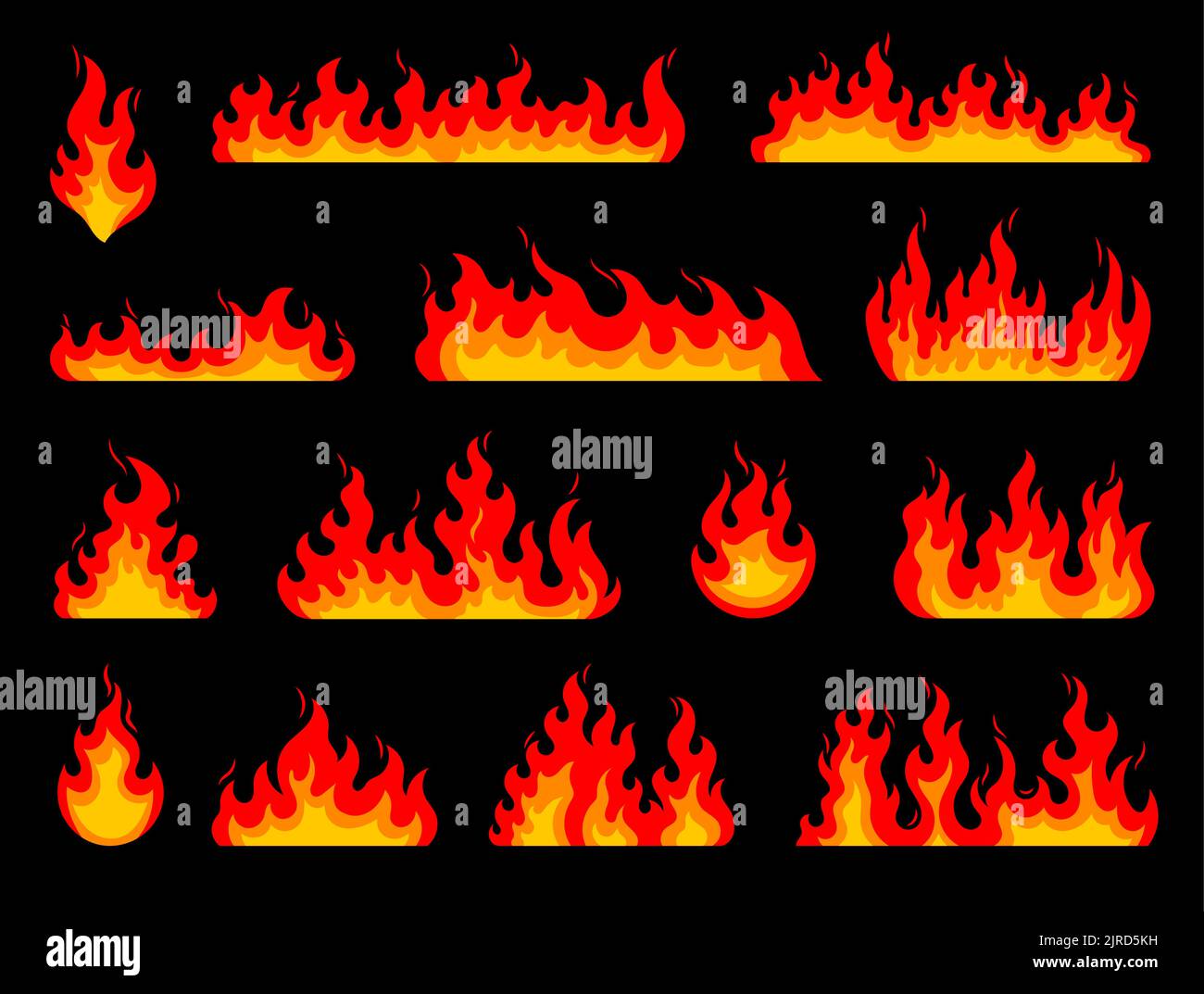Cartoon fire flames. Bonfire fire. Hell and devil flame, campfire or ...