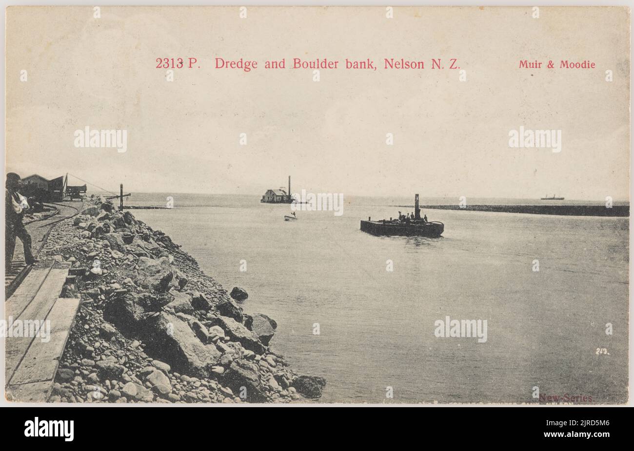 Dredge and Boulder Bank, Nelson N.Z., circa 1907, by Muir & Moodie ...